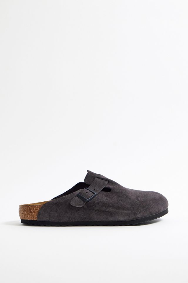 Birkenstock Velvet Gray Suede Boston Clogs | Urban Outfitters UK