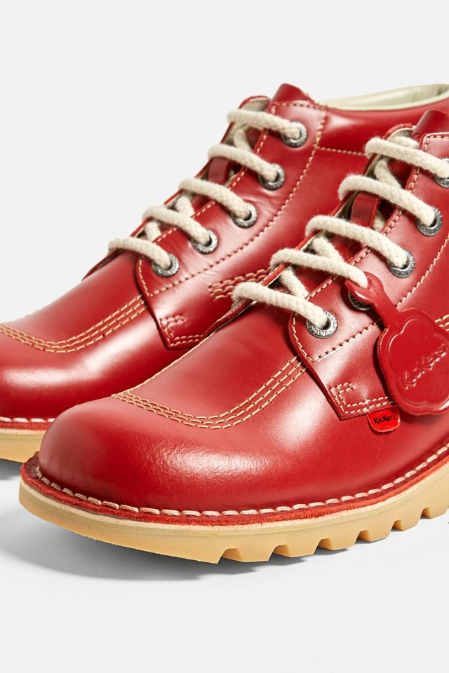 Kickers - Bottines Kick en cuir rouge | Urban Outfitters FR