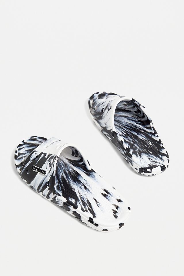 Crocs Black & White Marble Sliders | Urban Outfitters UK
