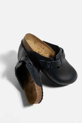 Birkenstock Boston Black Smooth Leather Clogs | Urban Outfitters UK