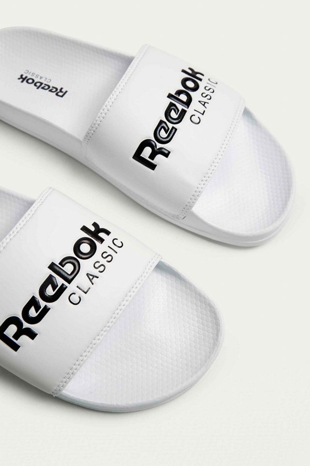 Reebok Classic White and Black Pool Sliders | Urban Outfitters UK