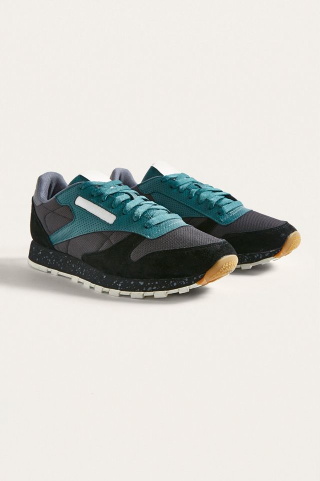 Reebok Classic Leather SM Black and Teal Trainers | Urban Outfitters UK