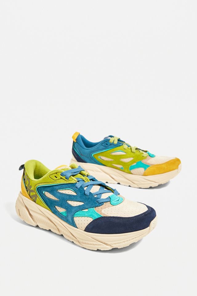 HOKA Multicoloured Clifton Suede Trainers | Urban Outfitters UK