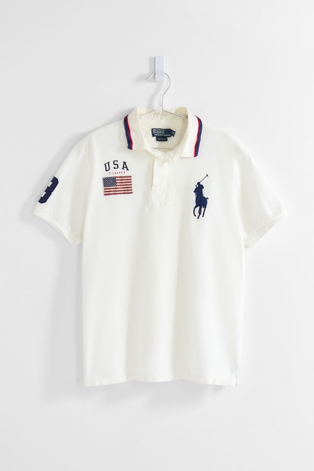 Urban Renewal One-Of-A-Kind Premium Ralph Lauren White USA Polo Shirt ...