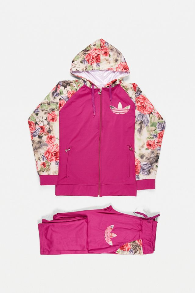 Urban Renewal One-Of-A-Kind Pink Floral adidas Tracksuit | Urban ...