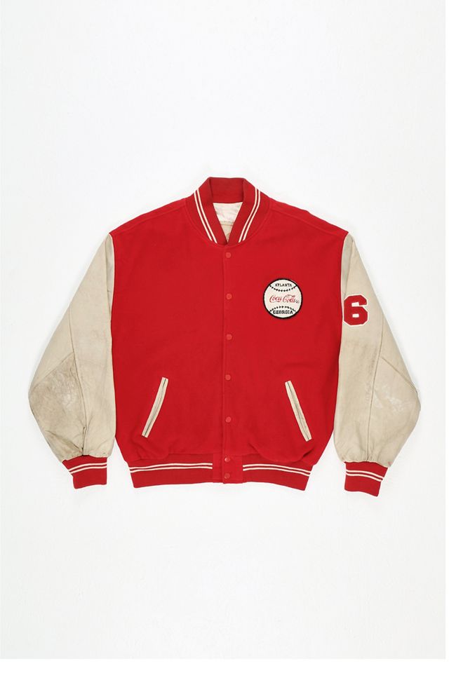 Urban Renewal One-Of-A-Kind Red Coca Cola Leather Varsity Jacket ...