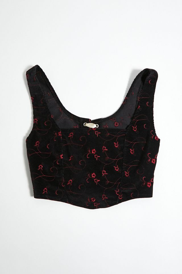 Urban Renewal One-Of-A-Kind Black & Red Floral Corset | Urban Outfitters UK