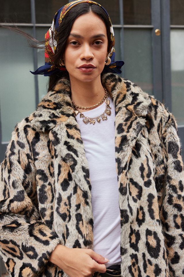 Urban Renewal One-Of-A-Kind Leopard Print Faux Fur Jacket | Urban Outfitters UK