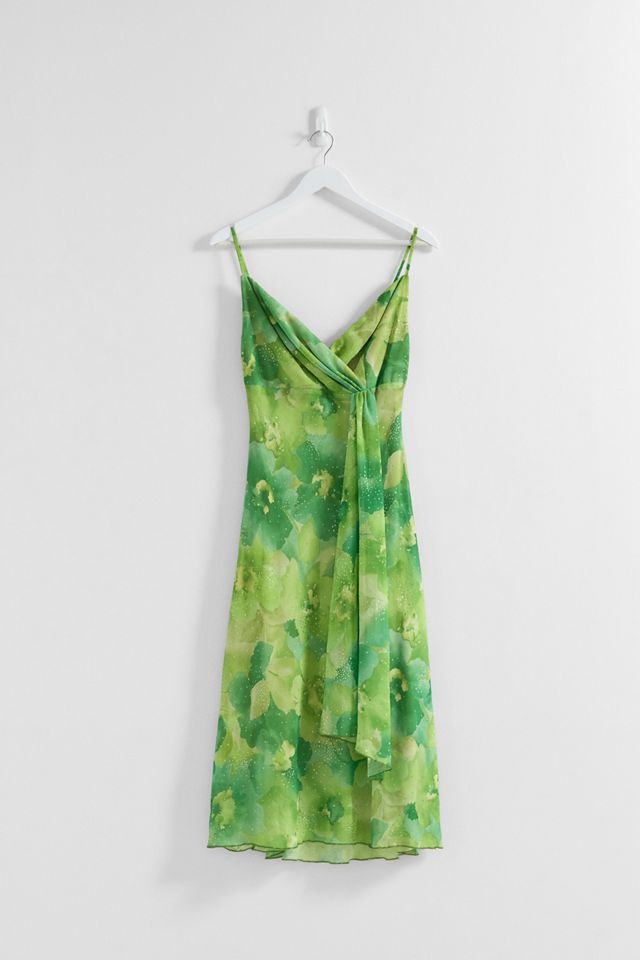 Urban Renewal One-Of-A-Kind Prom Green Flower Print Midi Dress | Urban ...