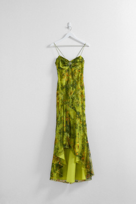 Urban Renewal One-Of-A-Kind Prom Yellow Flower Print High-Low Midi ...