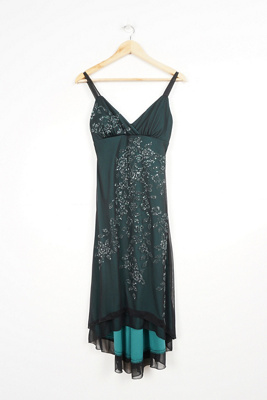 Urban Renewal One-Of-A-Kind Green Embroidered Mesh Prom Midi Dress ...