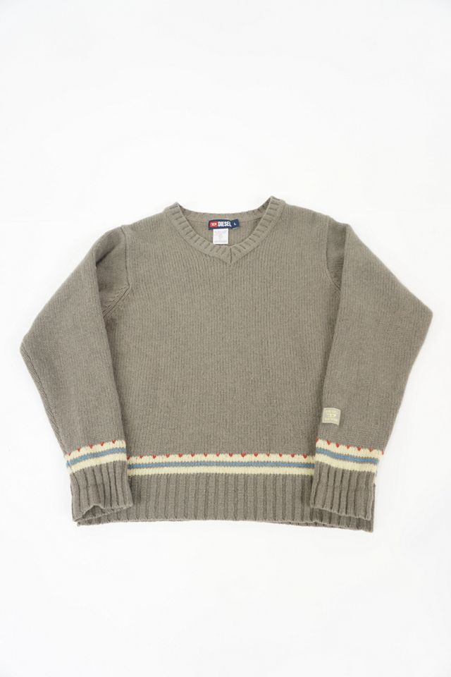 Urban Renewal One-Of-A-Kind Diesel V-Neck Knit Jumper | Urban Outfitters UK