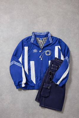 Urban Renewal One-Of-A-Kind Umbro Blue & White Shell Jacket | Urban ...
