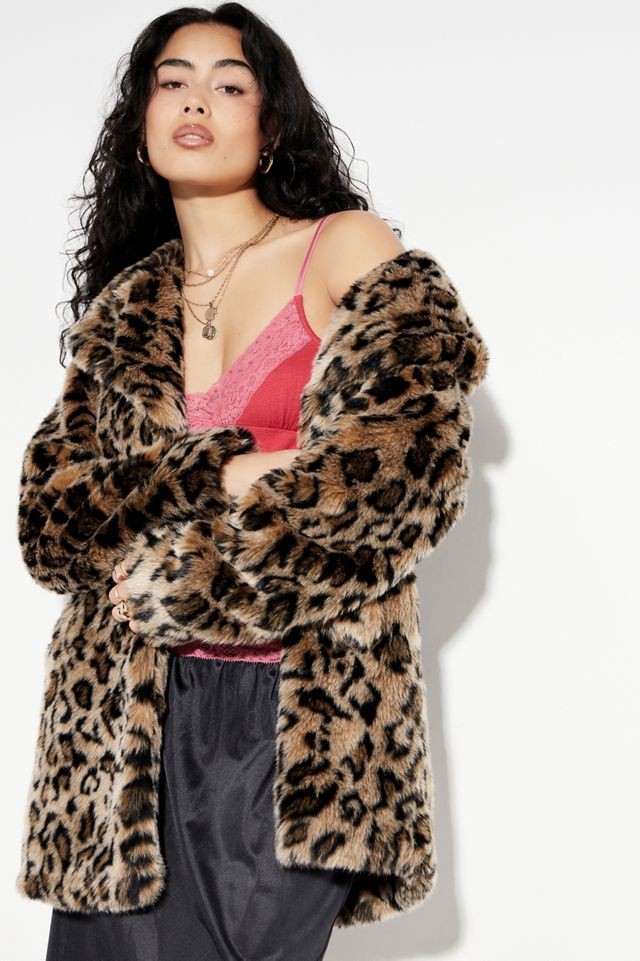 Urban Renewal One-Of-A-Kind Leopard Print Faux Fur Coat | Urban Outfitters UK