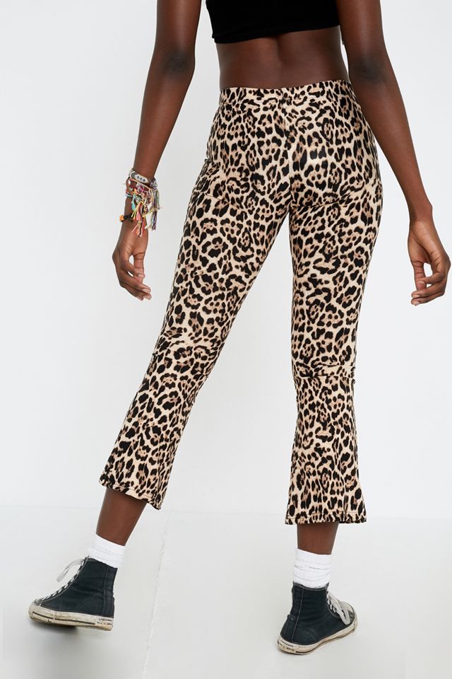 Urban Outfitters Archive Leopard Cropped Kick Flare Trousers | Urban ...