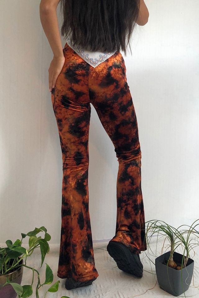 Urban Outfitters Archive Rust Tie-Dye Crushed Flare Trousers | Urban ...