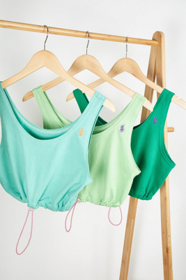 Urban Renewal Remade From Vintage Green Branded Bungee Hem Top | Urban ...