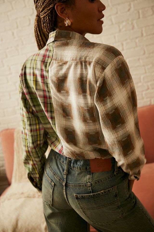 Urban Renewal Vintage Half & Half Cropped Shirt | Urban Outfitters UK