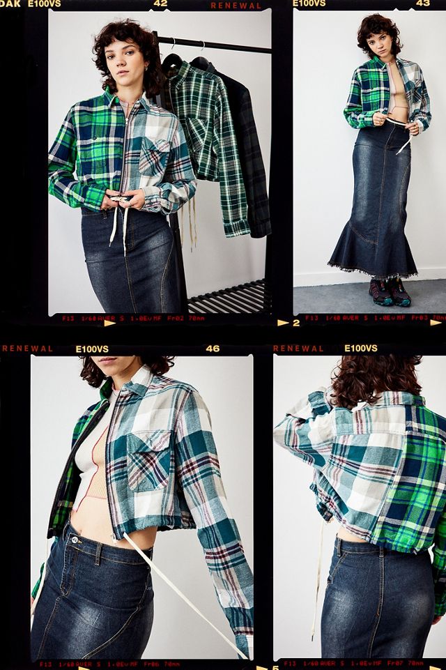 Urban Renewal Remade From Vintage Half & Half Cropped Zip-Up Jacket ...