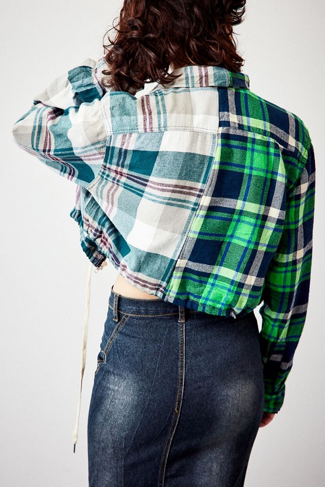 Urban Renewal Remade From Vintage Half & Half Cropped Zip-Up Jacket ...