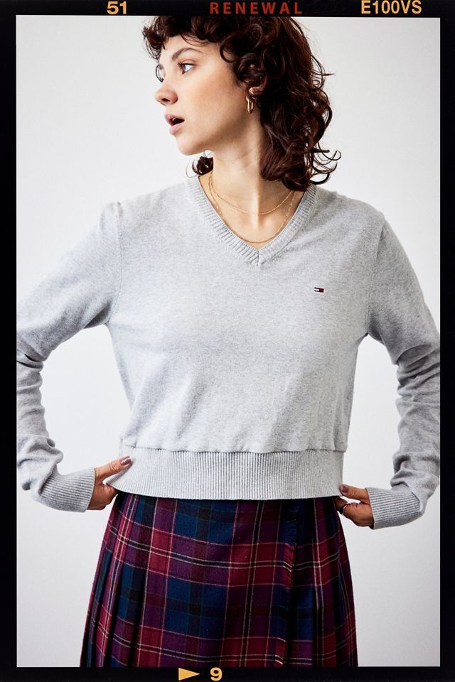 Urban Renewal Remade From Vintage Grey Branded Cropped Knit Jumper ...
