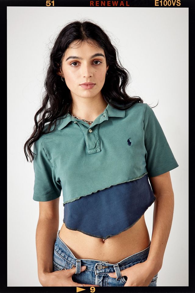 Urban Renewal Remade From Vintage Green Branded Short Sleeve Slice Polo ...