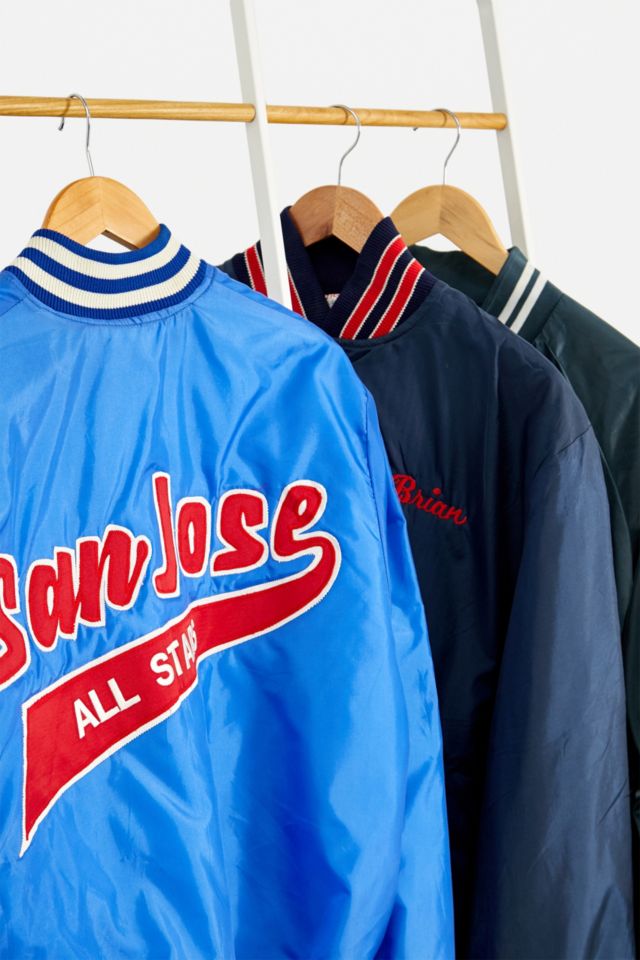 Urban Renewal Vintage Blue Satin Varsity Jacket | Urban Outfitters UK