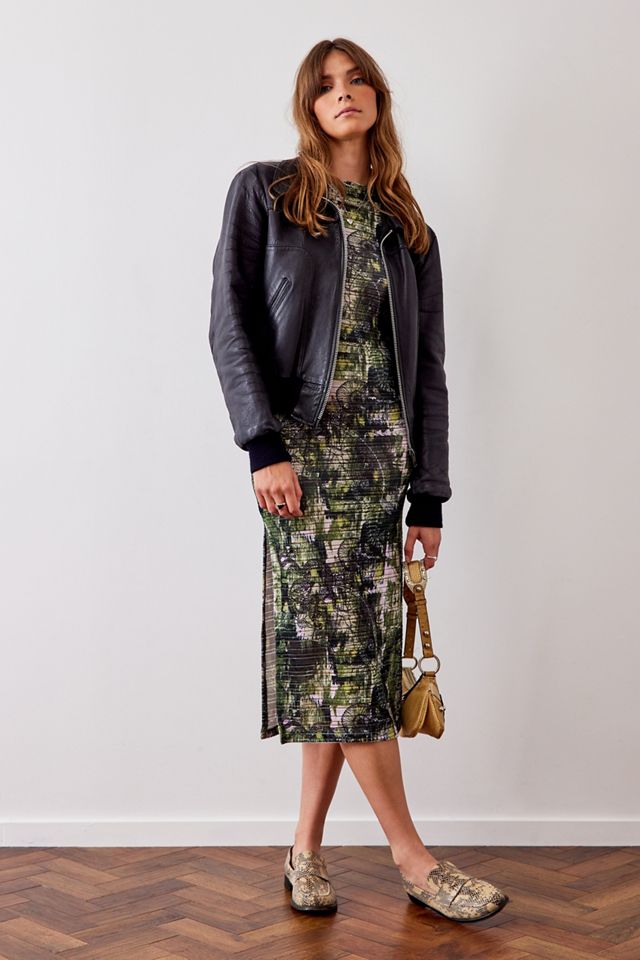 Urban Outfitters Archive Fossil Print Midi Crinkle Dress | Urban ...