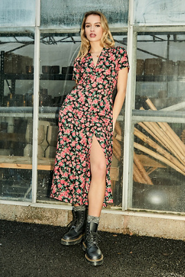 Archive UO - Robe midi Pippa rose | Urban Outfitters FR