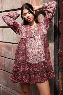 Archive At UO Red Floral Shapeless Mini Dress | Urban Outfitters UK