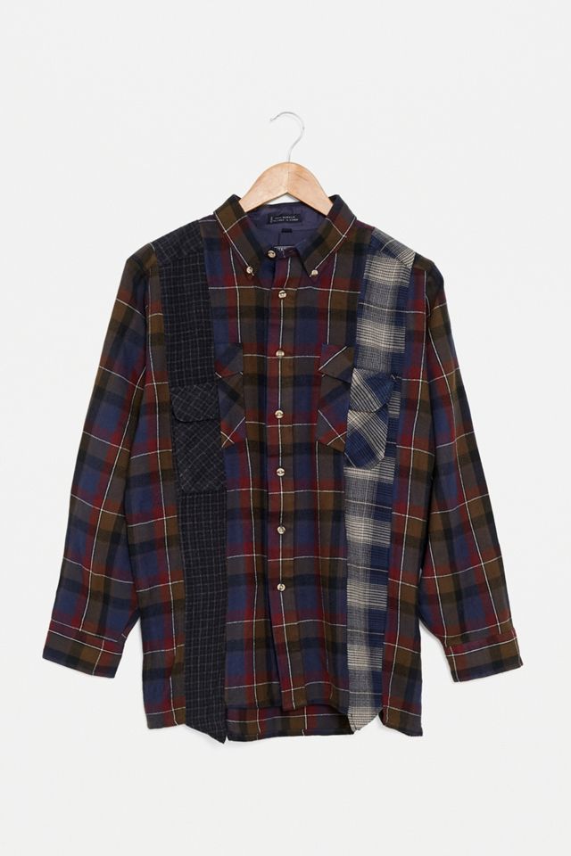 Urban Renewal One-Of-A-Kind Triple Blue Checked Splice Shirt | Urban ...