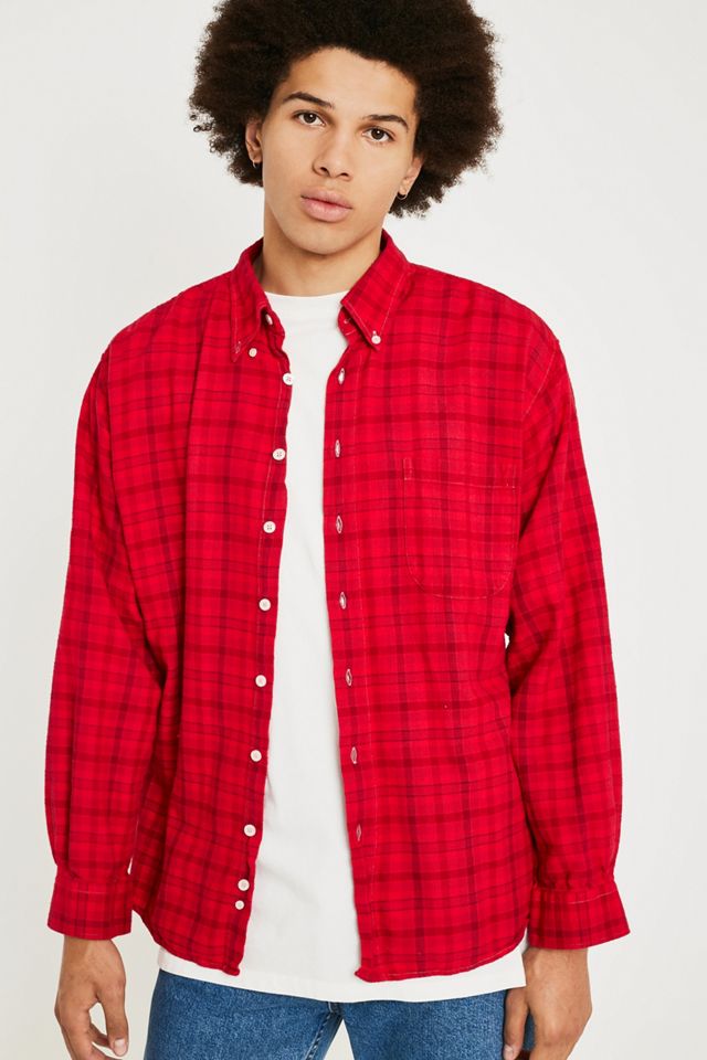 Urban Renewal Remade From Vintage Red Overdyed Checked Flannel Shirt ...