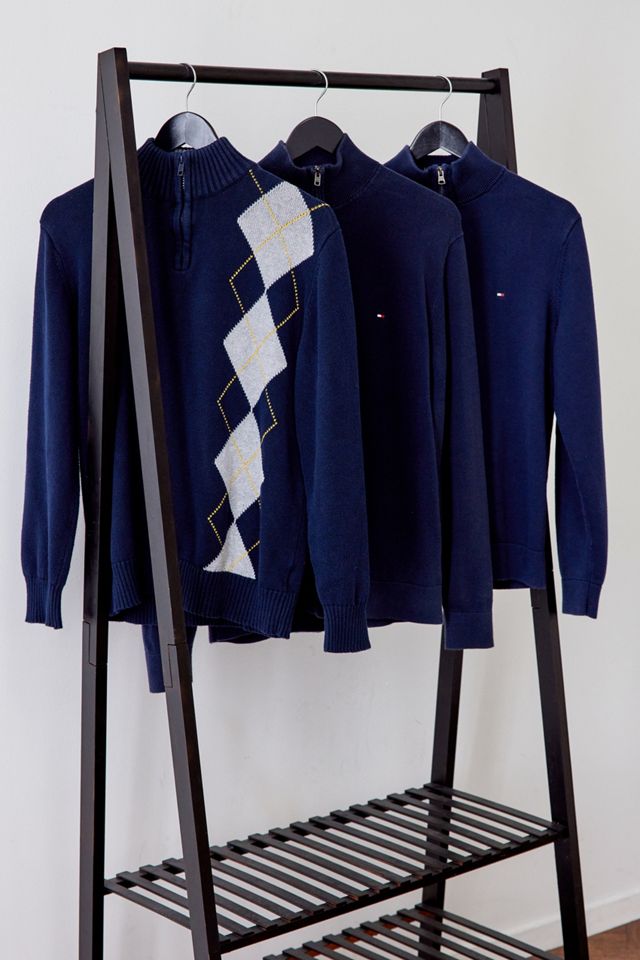 Urban Renewal Vintage Navy Branded Half-Zip Knit Jumper | Urban ...