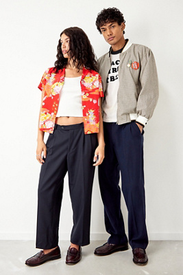 Urban Renewal Vintage Navy Tailored Trousers | Urban Outfitters UK