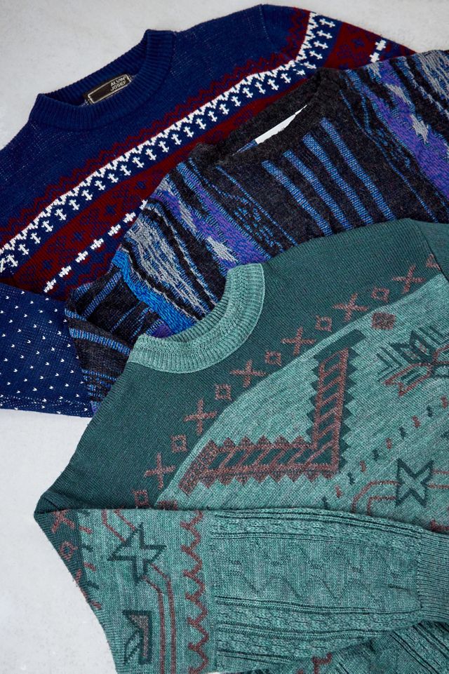 Urban Renewal Vintage Blue Patterned Knit Jumper | Urban Outfitters UK