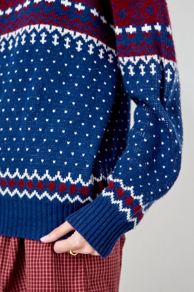 Urban Renewal Vintage Blue Patterned Knit Jumper | Urban Outfitters UK