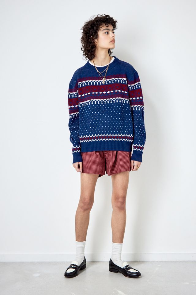 Urban Renewal Vintage Blue Patterned Knit Jumper | Urban Outfitters UK