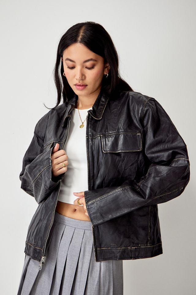 Urban Renewal Vintage Black Leather Jacket | Urban Outfitters UK