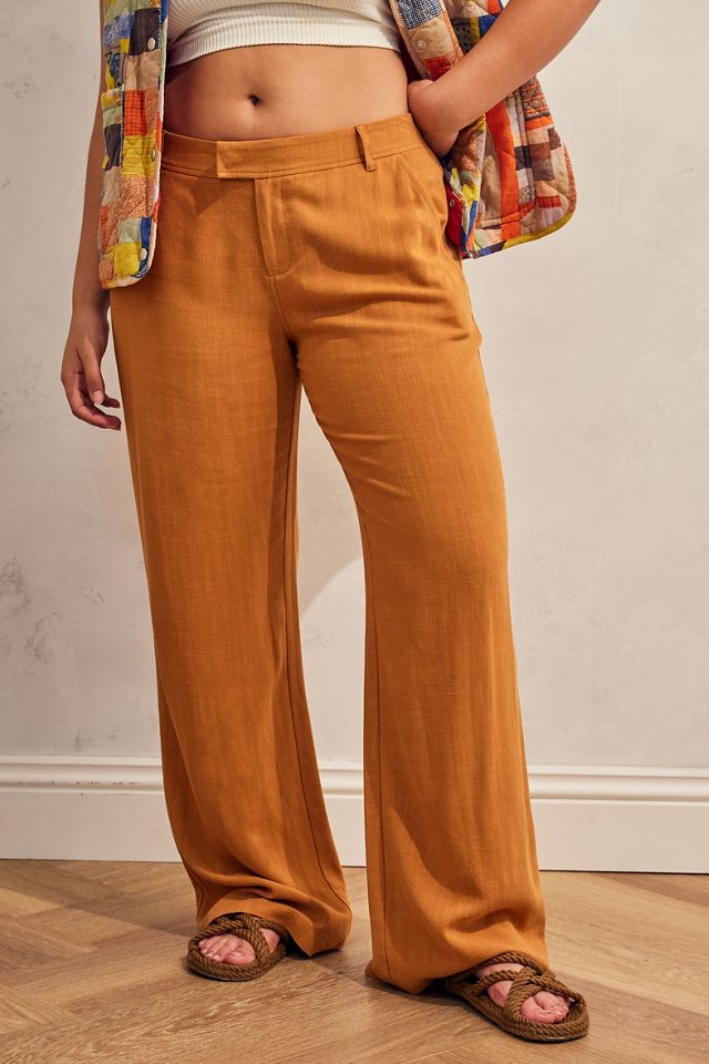 Urban Outfitters Archive Rust Low-Rise Linen-Blend Trousers | Urban ...