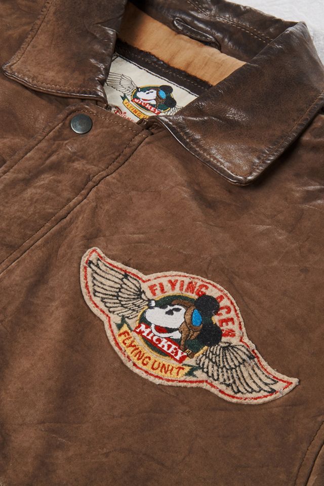 Urban Renewal One-Of-A-Kind Mickey Mouse Leather Flight Jacket | Urban ...