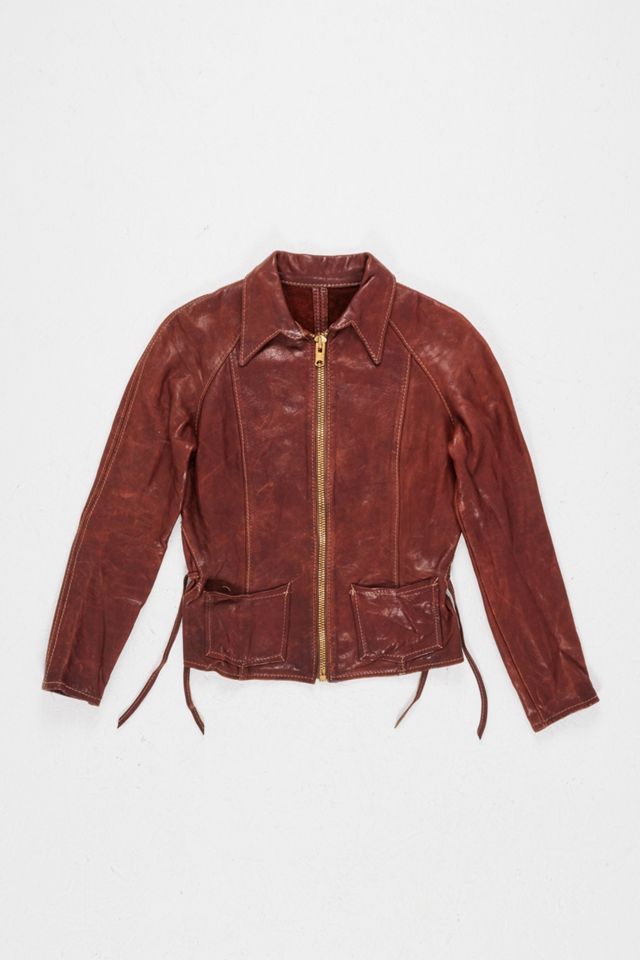 Urban Renewal One-Of-A-Kind Fitted Brown Leather Jacket | Urban ...