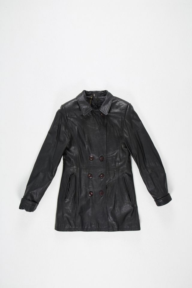 Urban Renewal One-Of-A-Kind Black Long Leather Jacket | Urban Outfitters UK