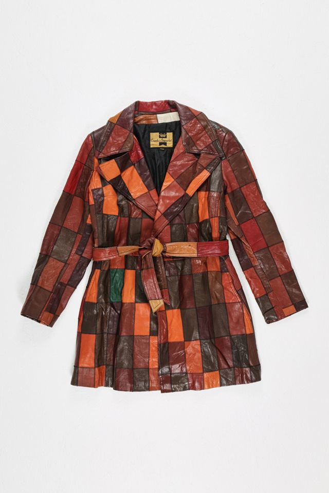 Urban Renewal One-Of-A-Kind Leather Patchwork Trench Coat | Urban Outfitters UK