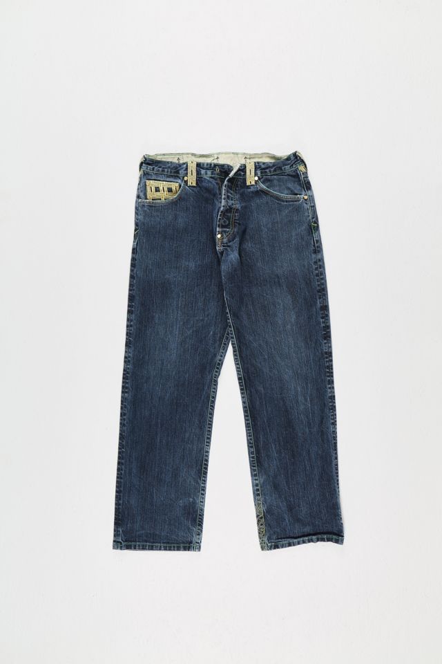 Urban Renewal One-Of-A-Kind Gold Embroidered Straight Leg Jeans | Urban ...