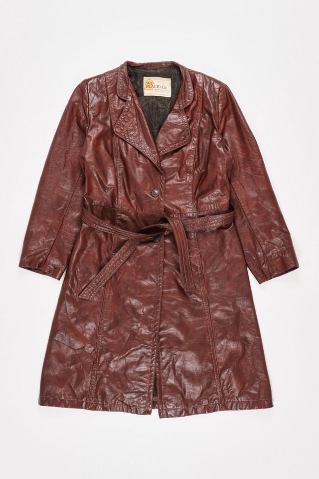 Urban Renewal One-Of-A-Kind Leather Mac Coat | Urban Outfitters UK