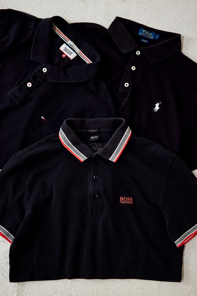 Urban Renewal Remade From Vintage Black Cropped Polo Top | Urban ...