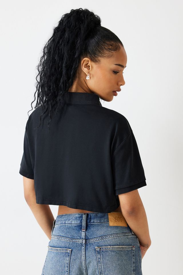 Urban Renewal Remade From Vintage Black Cropped Polo Top | Urban ...