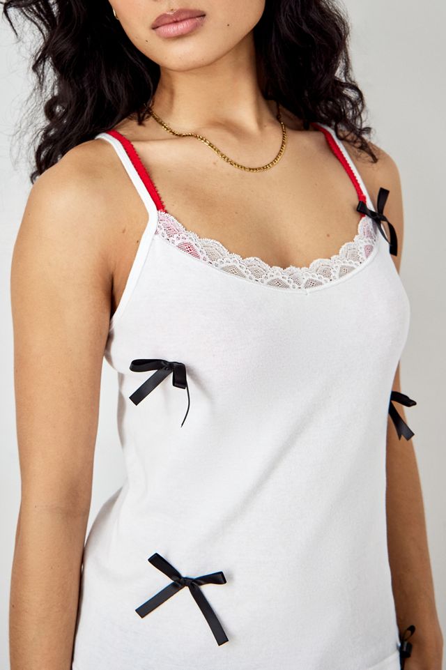 Camiseta sin Mangas Jersey Blanca con Lazo Remade From Vintage Urban Renewal | Urban Outfitters ES