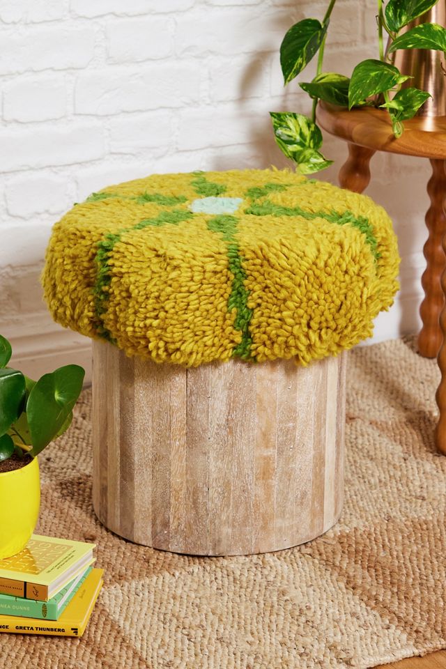 Green Daisy Tufted Stool | Urban Outfitters UK