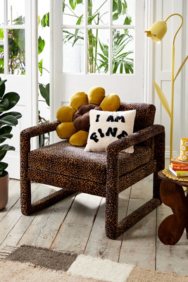 Everly Leopard Print Velvet Chair | Urban Outfitters UK